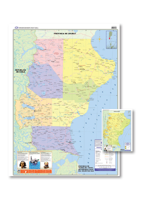 Mapa doble faz físico/político Santa Cruz 72X102 – SCR FP – Todo Escolar